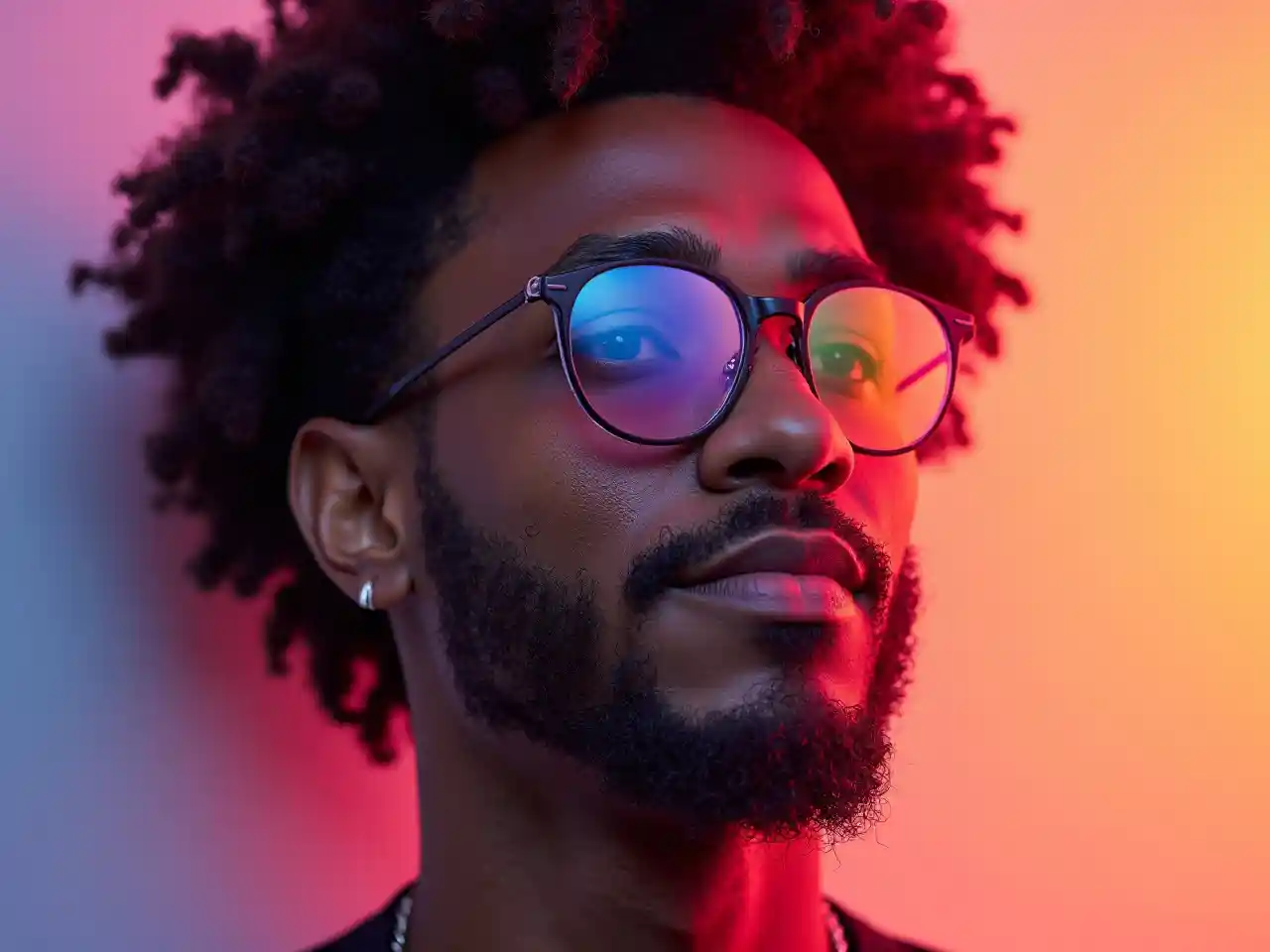 The Weeknd Portrait with Colorful Glasses and Afro