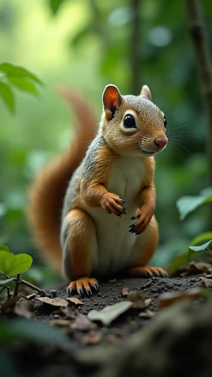 Cute Squirrel in Tropical Jungle