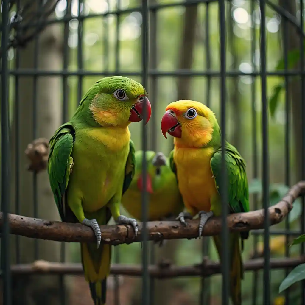 A Touching Scene of a Family in a Barred Cage