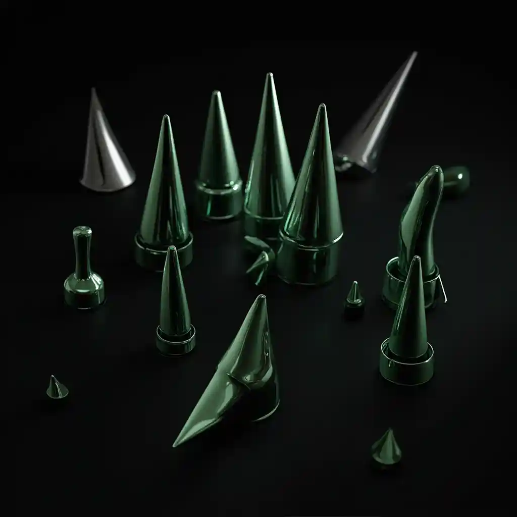 A Captivating Display of Green and Silver Spikes on Black
