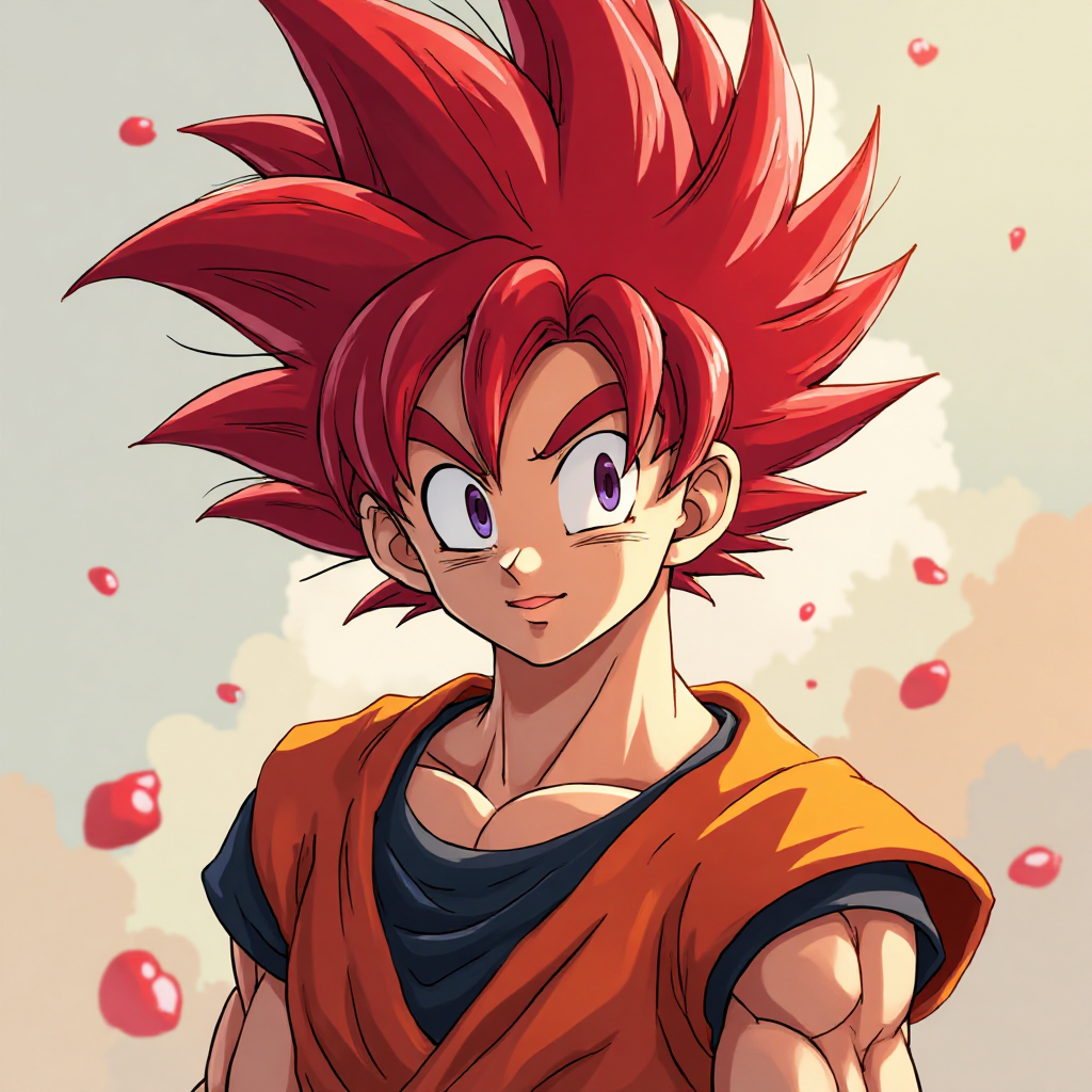 Red Hair Son Goku 2D Art