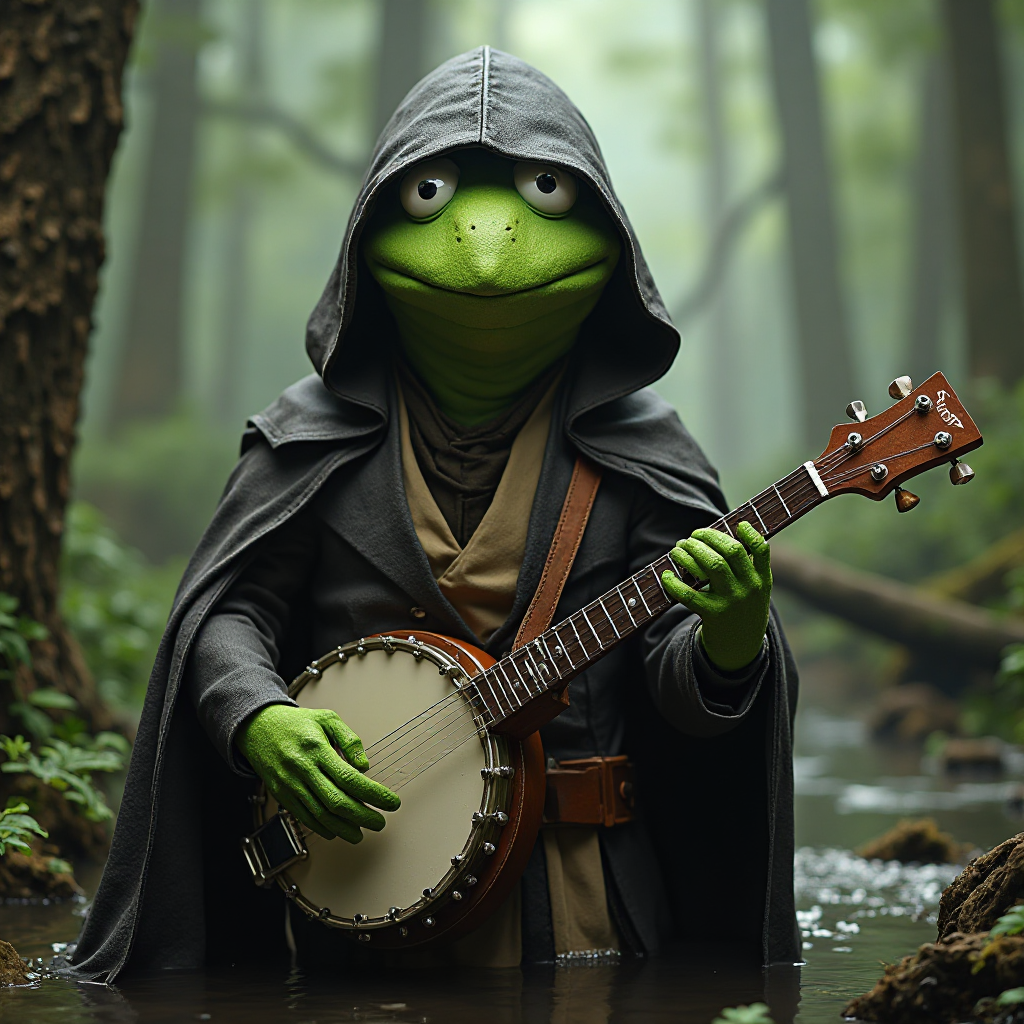 Kermit as Sith Lord Playing Banjo in Swamp