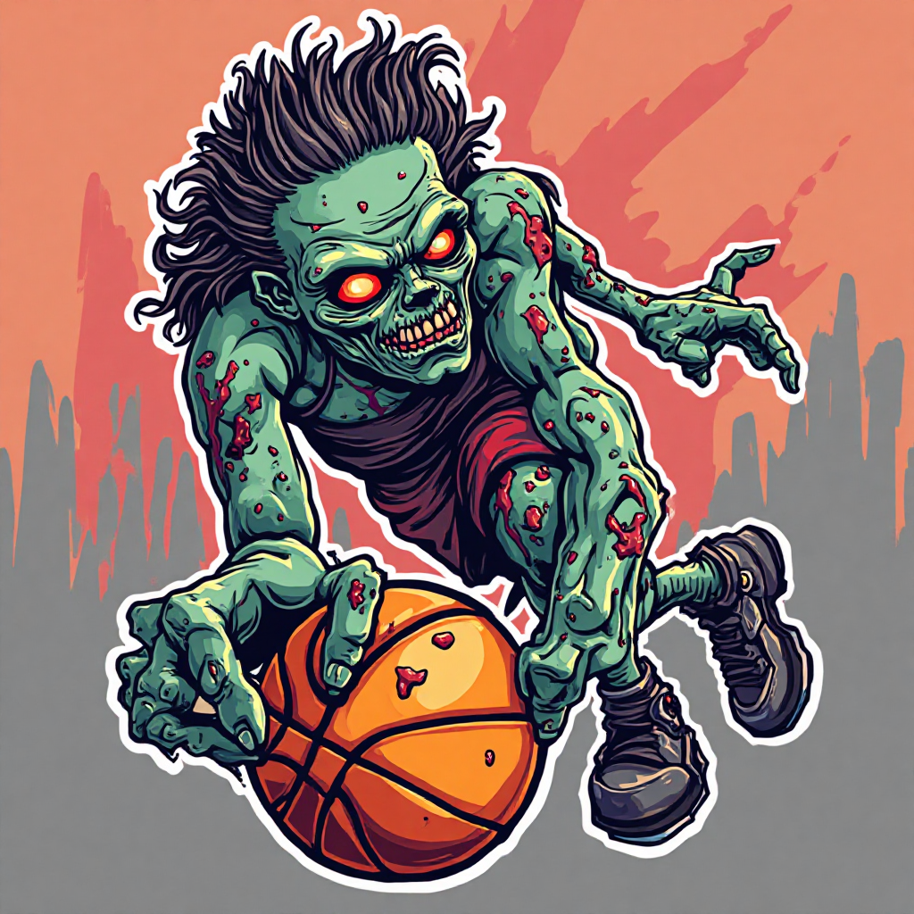 Pop Art Zombie Basketball Sticker