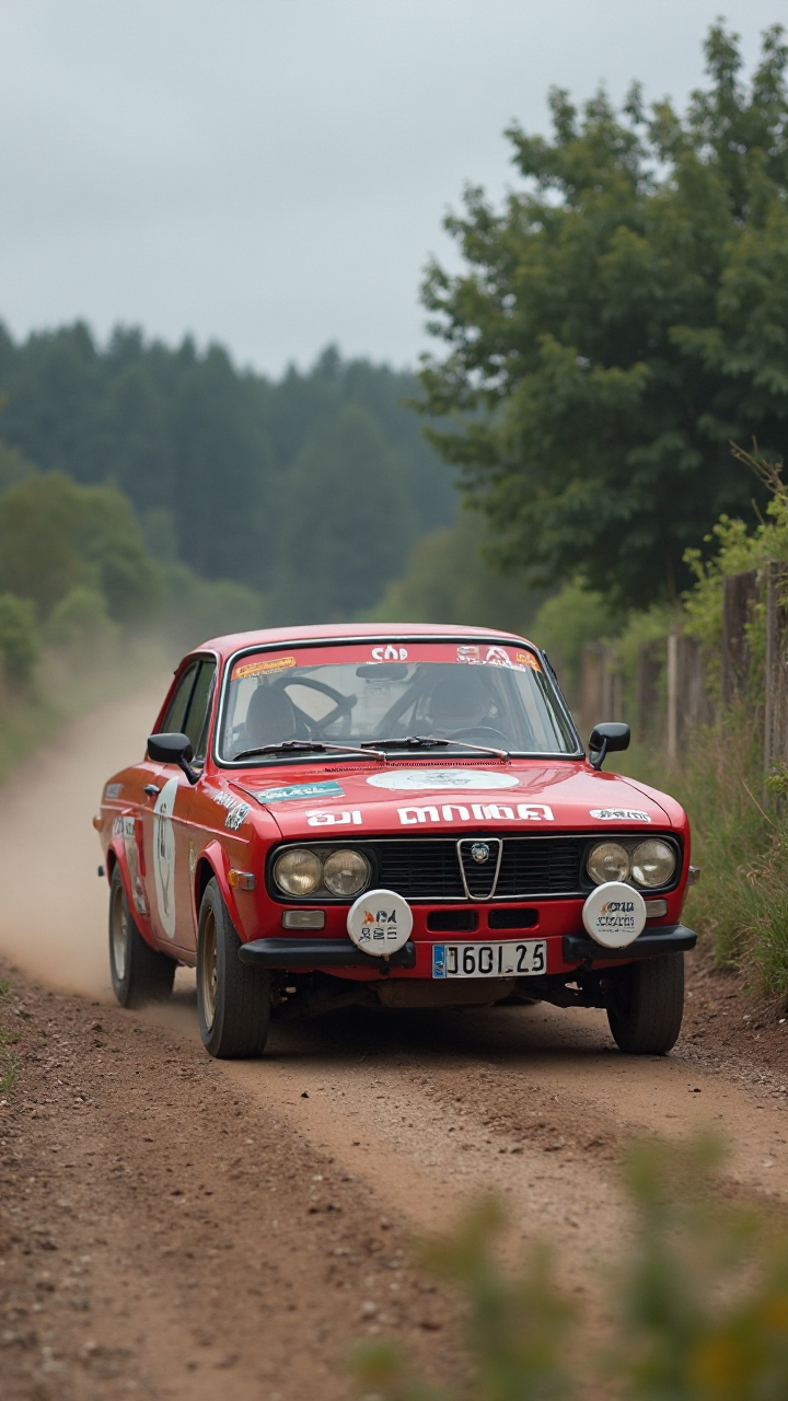 Lancia Fulvia Rally Car on Gravel Track
