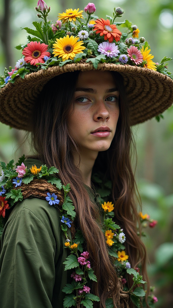 Mysterious Swamp Druid with a Straw Hat