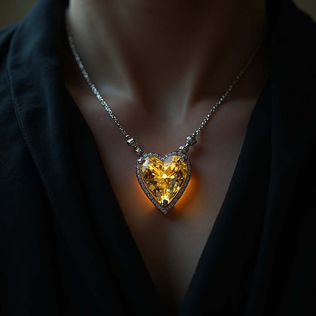 A Stunning Male Wizard's Yellow Diamond Necklace with Magical Runes